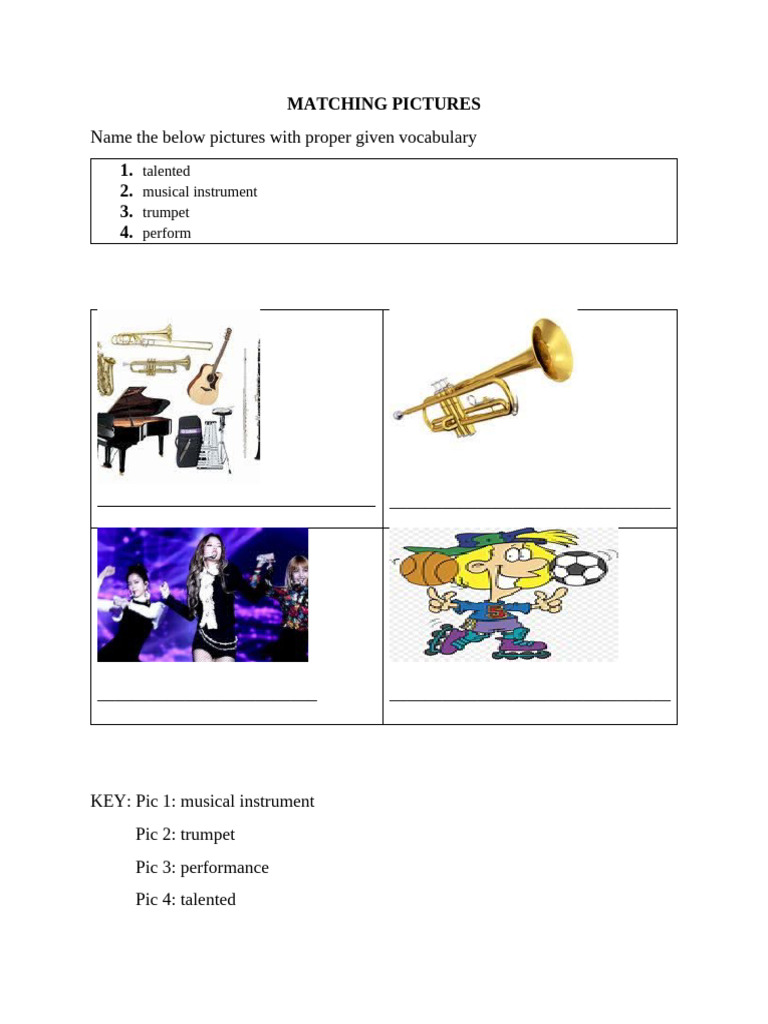 MATCHING Pictures With Vocab | PDF