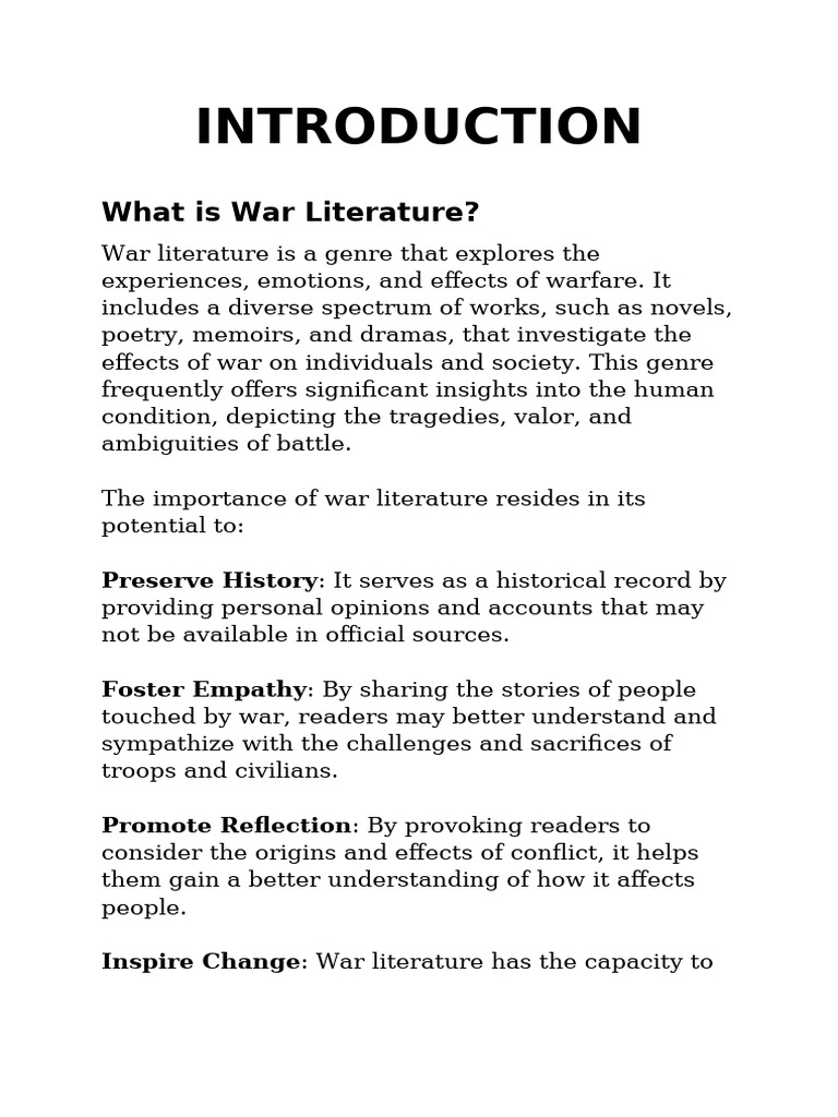 WAR LITERATURE ENGLISH PROJECT | PDF | Psychological Trauma | Grief