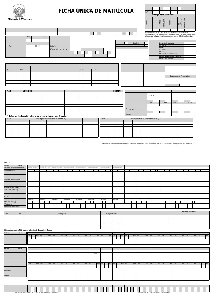 Ficha De Matrícula Eba Pdf Autenticación
