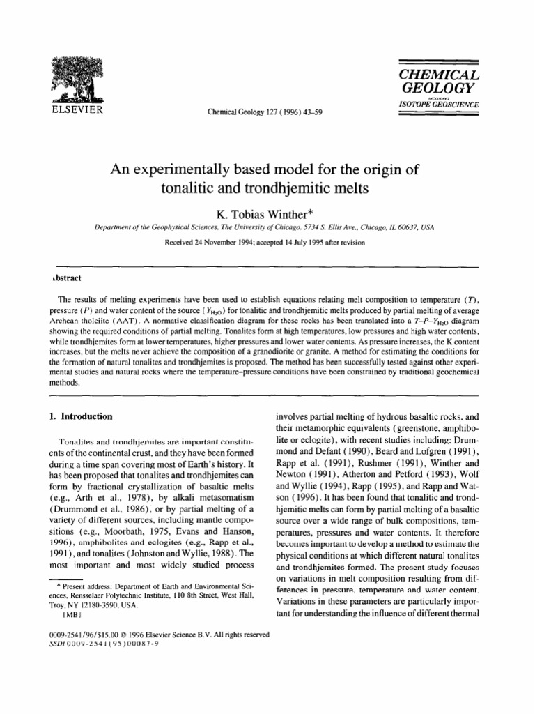 Winther_1996_An experimentally based model for the origin of tonalitic ...