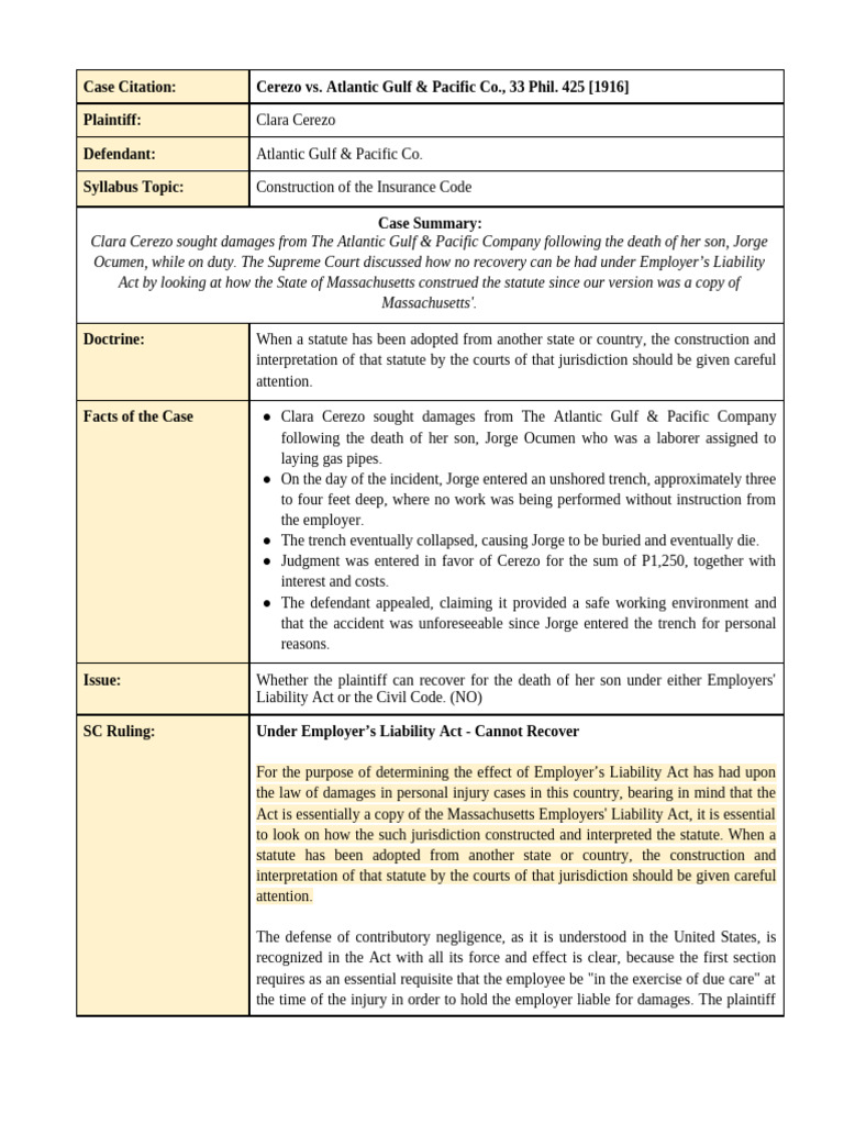 Case Digest: Cerezo vs. Atlantic Gulf & Pacific Co. | PDF | Legal ...