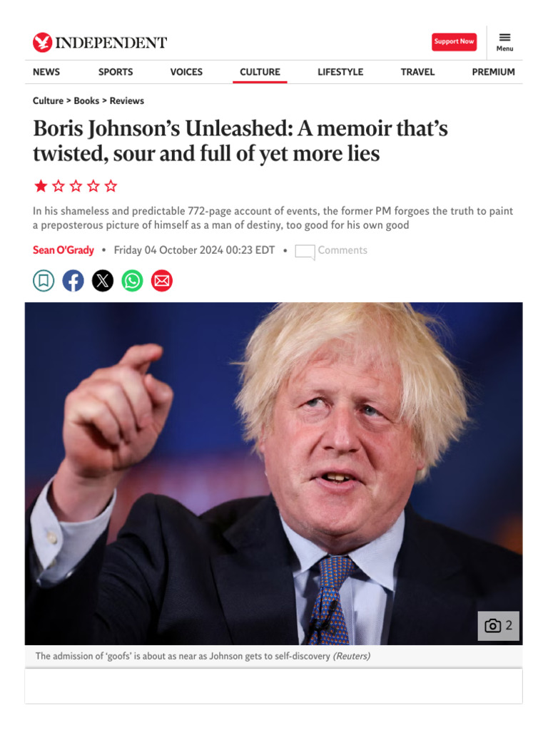Boris Johnson’s Unleashed_ A memoir that’s twisted, sour and full of ...