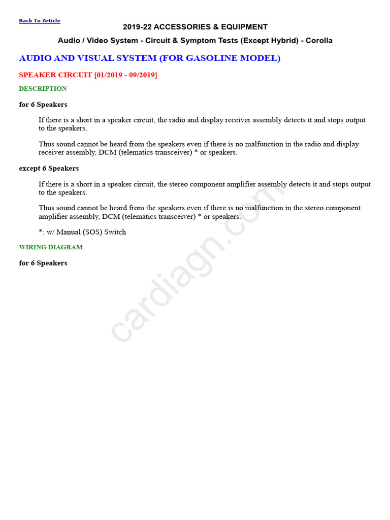 ACCESSORIES & EQUIPMENT Audio - Video System - Circuit & Symptom Tests ...