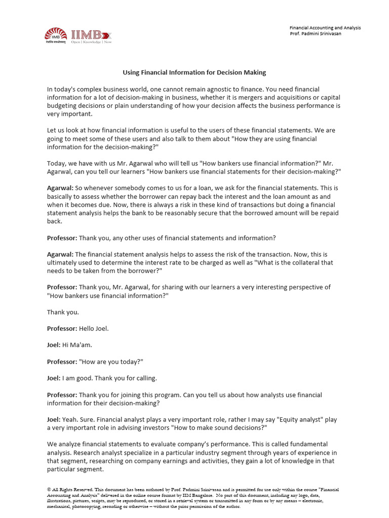 FAA W01 Clip 4 User Interview | PDF | Financial Analyst | Investing