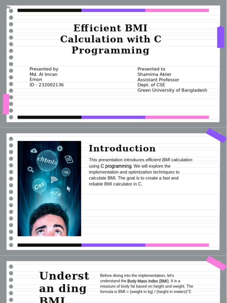 Efficient Bmi Calculation With C Programming | PDF