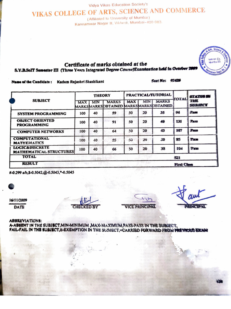 BscIT Third Sem | PDF