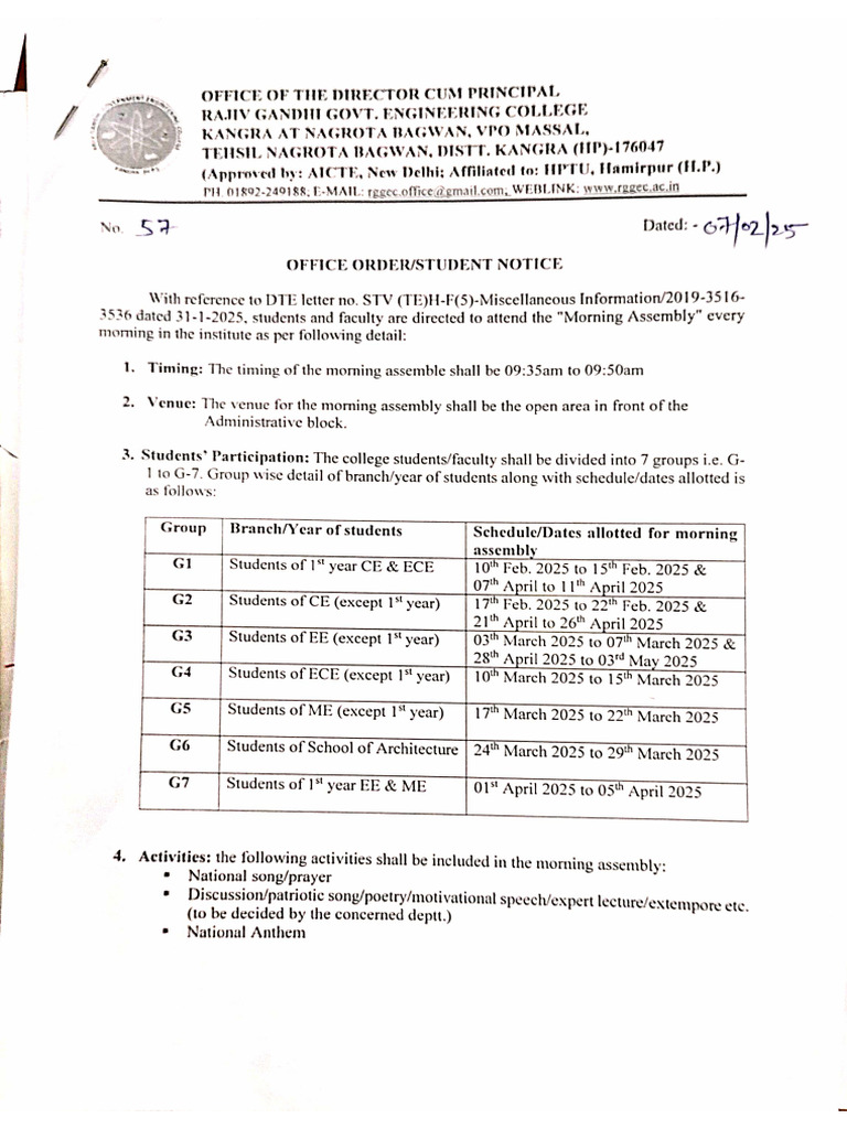Student Notice - Morning Assembly | PDF