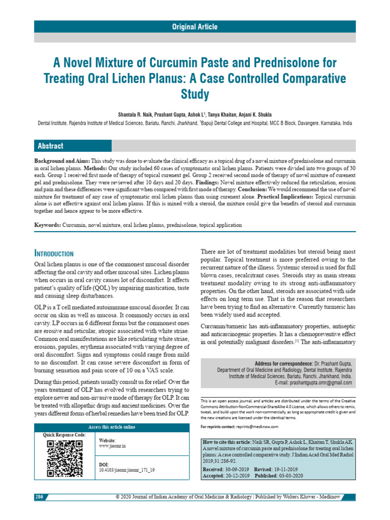 A Novel Mixture of Curcumin Paste and Prednisolone.2 | PDF | Medical ...