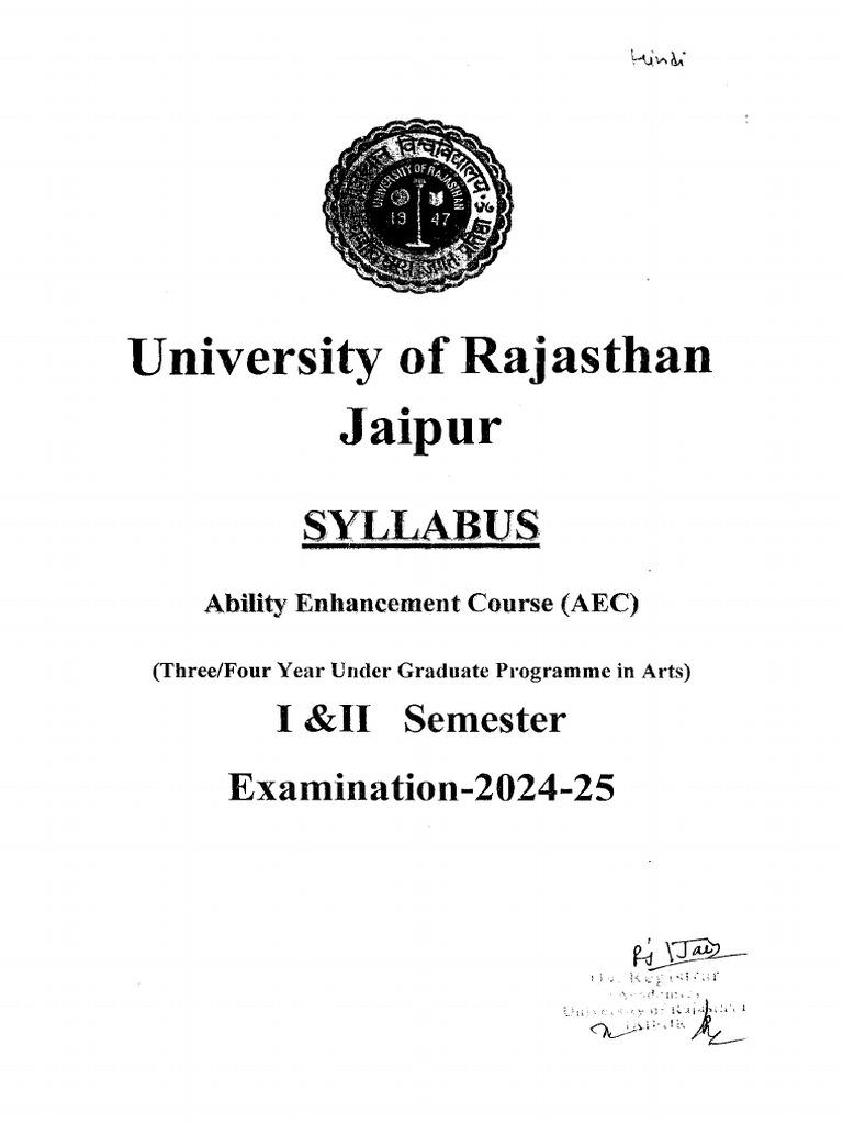 Hindi Syallabus Sem 1-2 | PDF