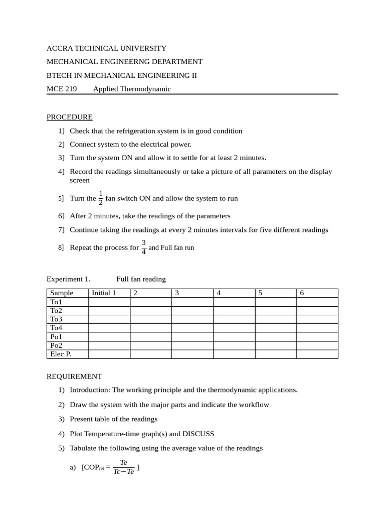 Ref Lab Group Report 1-1 | PDF | Evaporation | Refrigeration