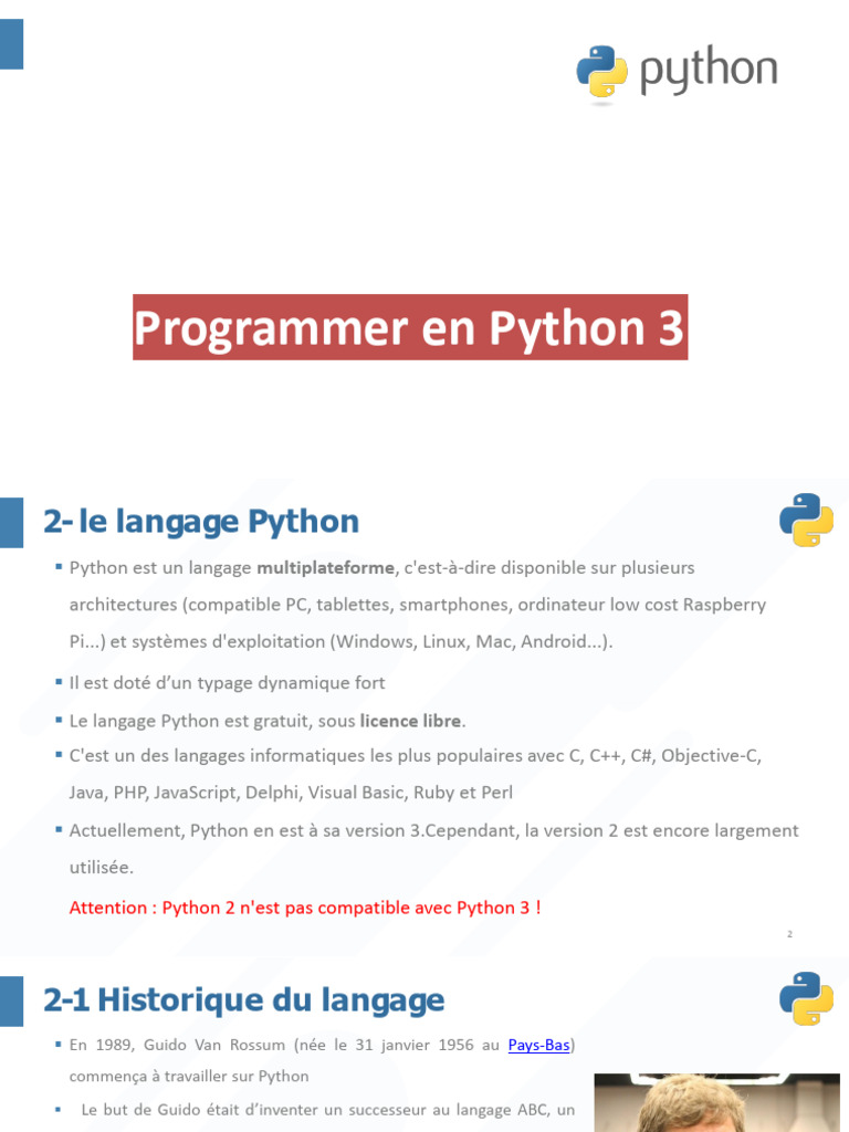 introduction en python en français | PDF | Python (Langage de ...
