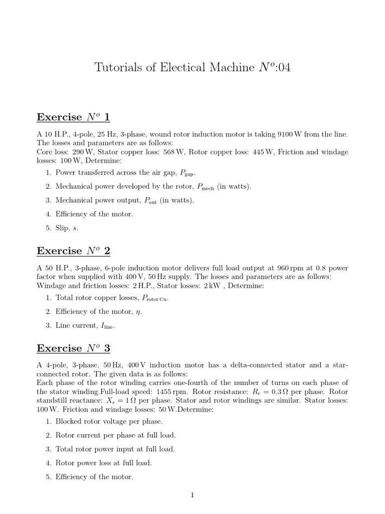 Tutorial N4_250112_123128 | PDF | Electric Motor | Electrical Engineering