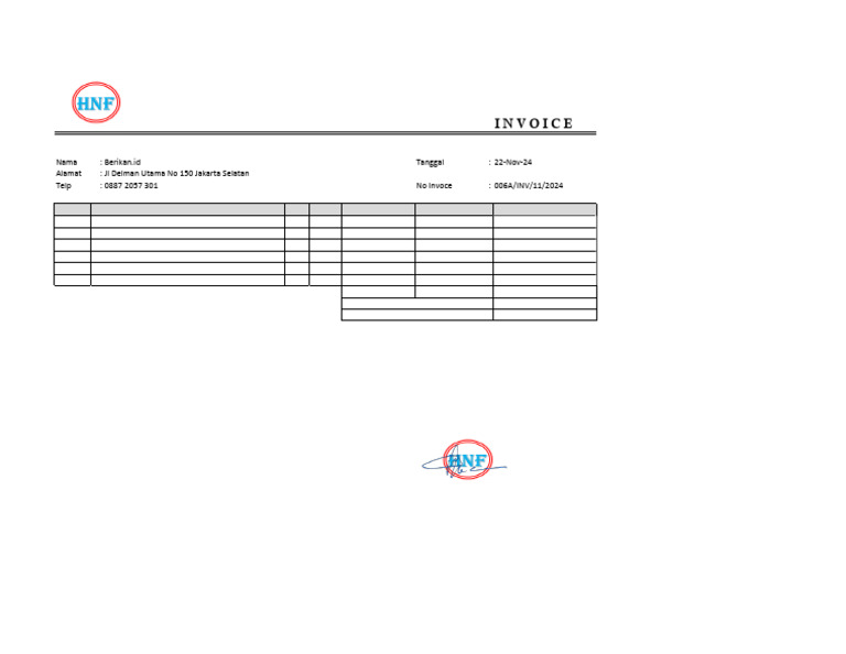 Invoice 006a 22 November Pdf