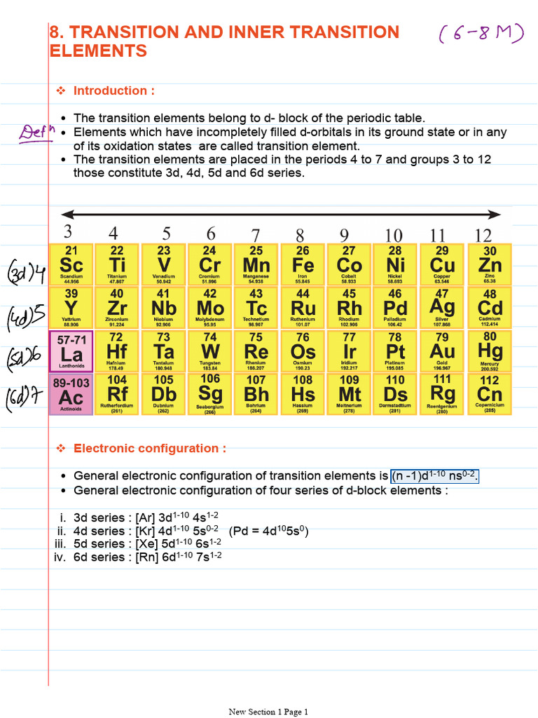 Transition and Inner Transition Elements | PDF | Lanthanide ...