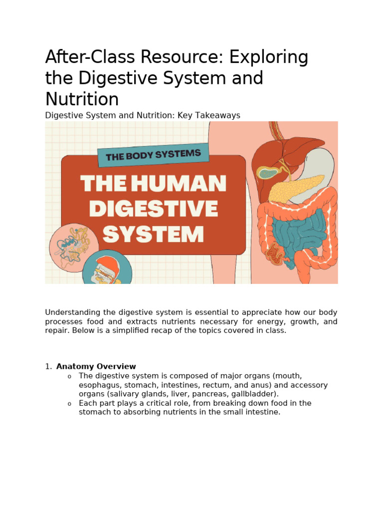 Digestive System and Nutrition Guide | PDF | Human Digestive System ...