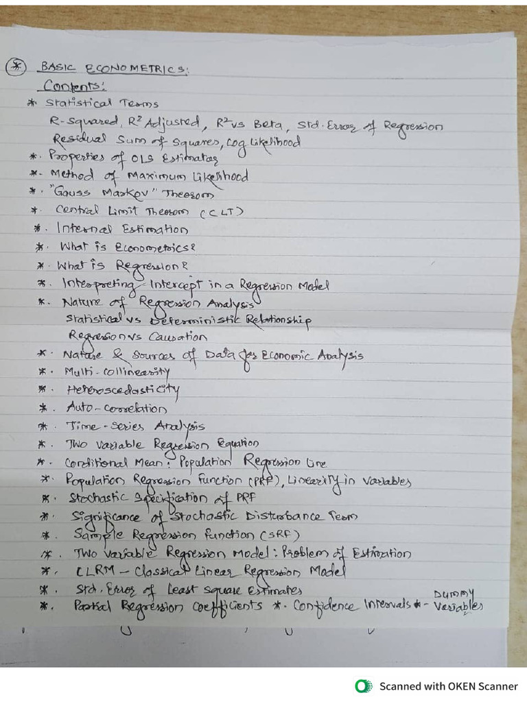 Econometrics Final Notes - 240312 - 123558 | PDF
