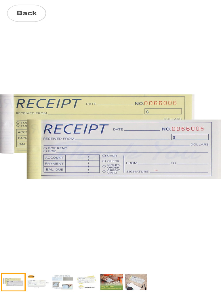 Suituts (12 Books) Money and Rent Receipt Books, Pocket Size 2.75x6 Inch 2-Part Carbonless ...
