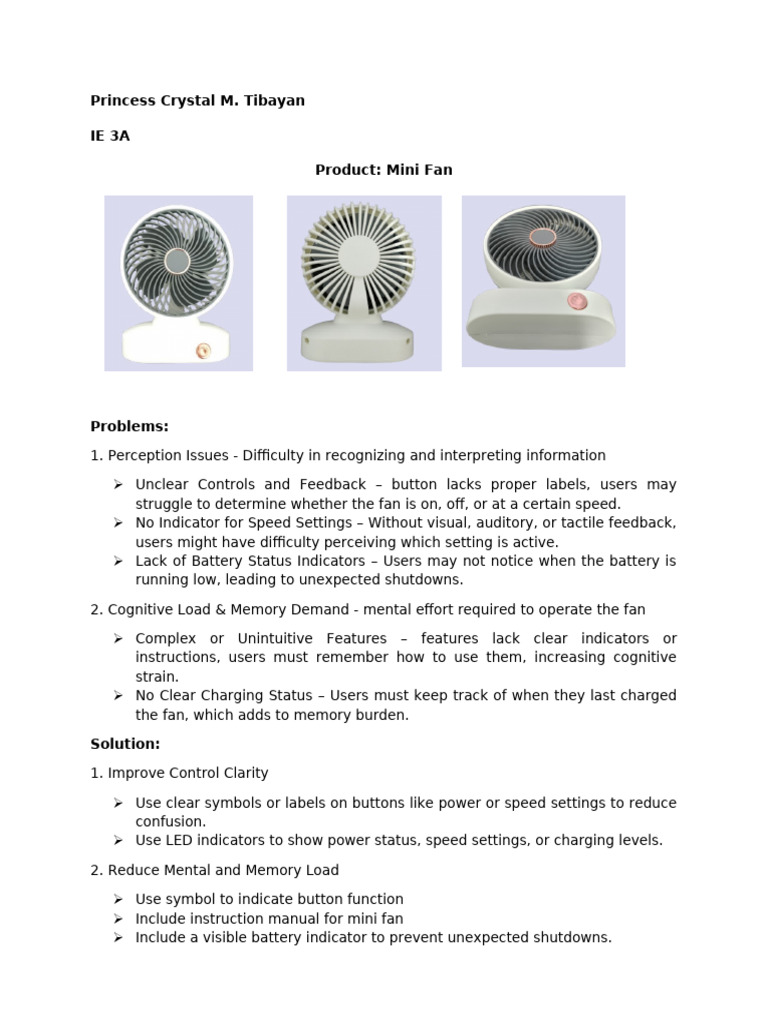 Mini Fan Usability Improvement Guide | PDF