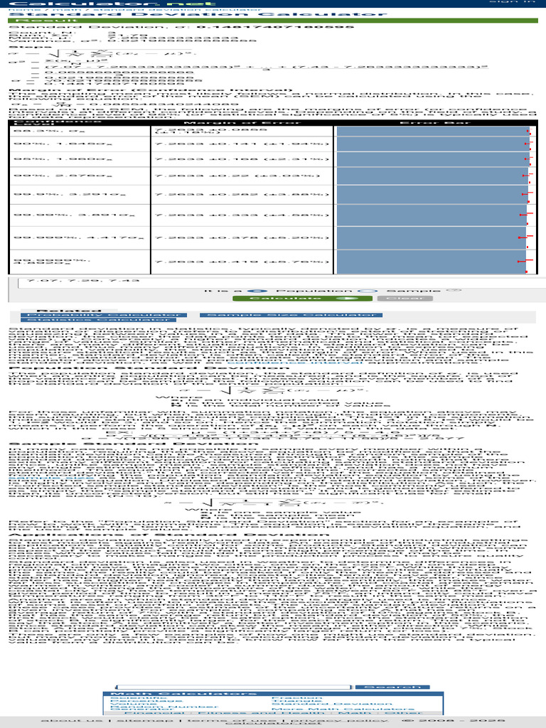 Standard Deviation Calculator | PDF | Standard Deviation | Errors And Residuals