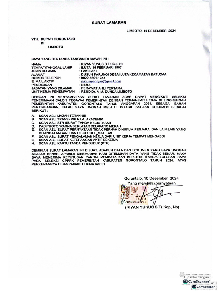 Surat lamaran fix | PDF