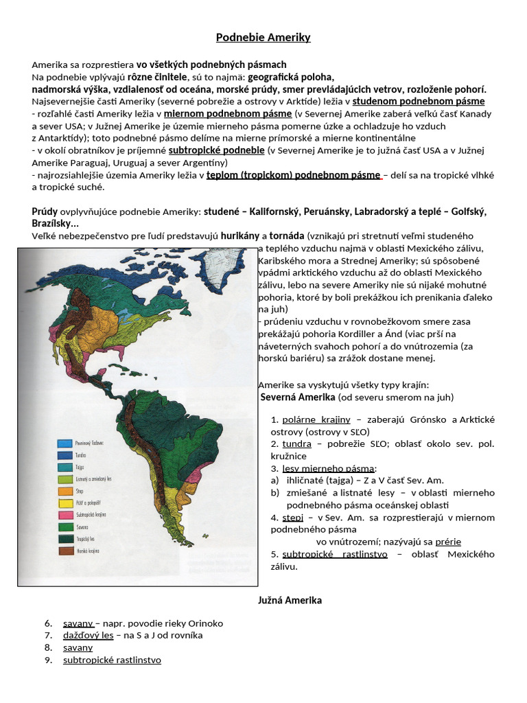 Podnebie A Typy Krajín Ameriky | PDF