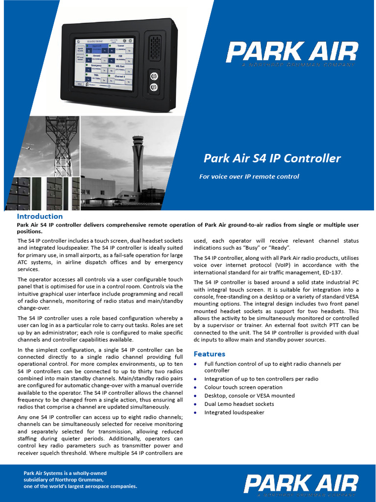 Park Air S4 IP Controller Overview | PDF | Touchscreen | Voice Over Ip