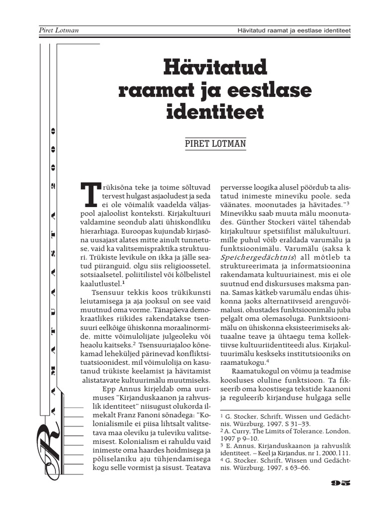 LotmanPiret Havitatud Raamat TUNA2000 2 | PDF
