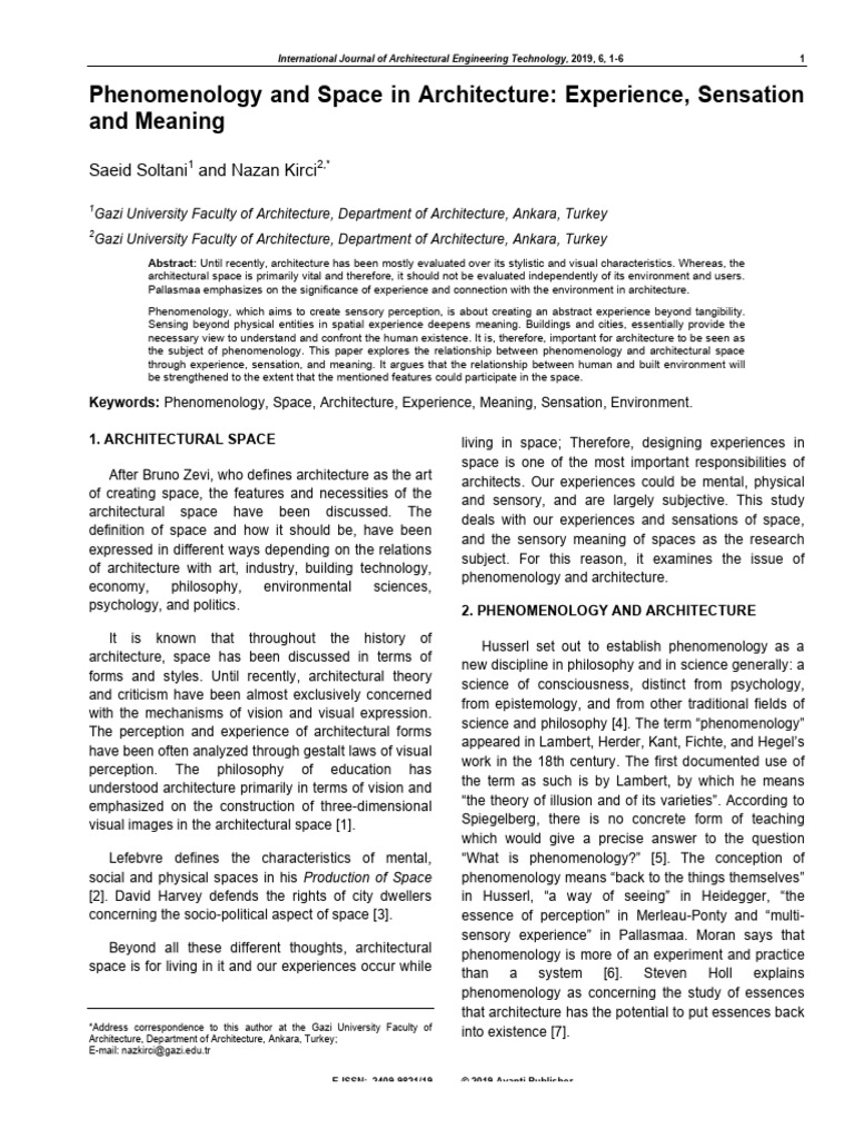 Phenomenology in Architectural Space | PDF | Experience | Phenomenology ...