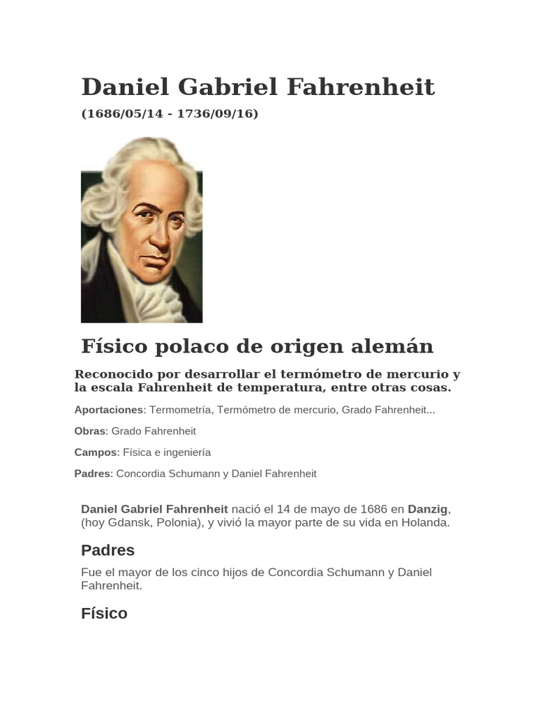 Daniel Gabriel Fahrenheit | PDF