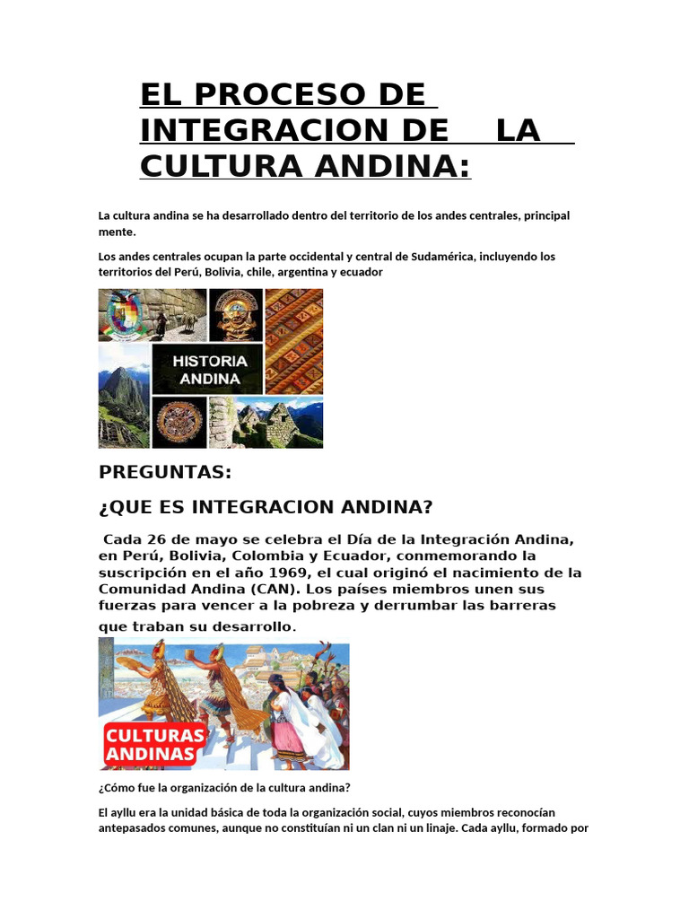 Cultura Andina | PDF | Andes | Imperio Inca