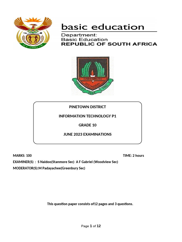 Gr10P1June2023 Finalised | PDF | Graphical User Interfaces | Computing
