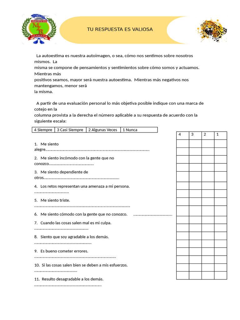 Test Autoestima | PDF