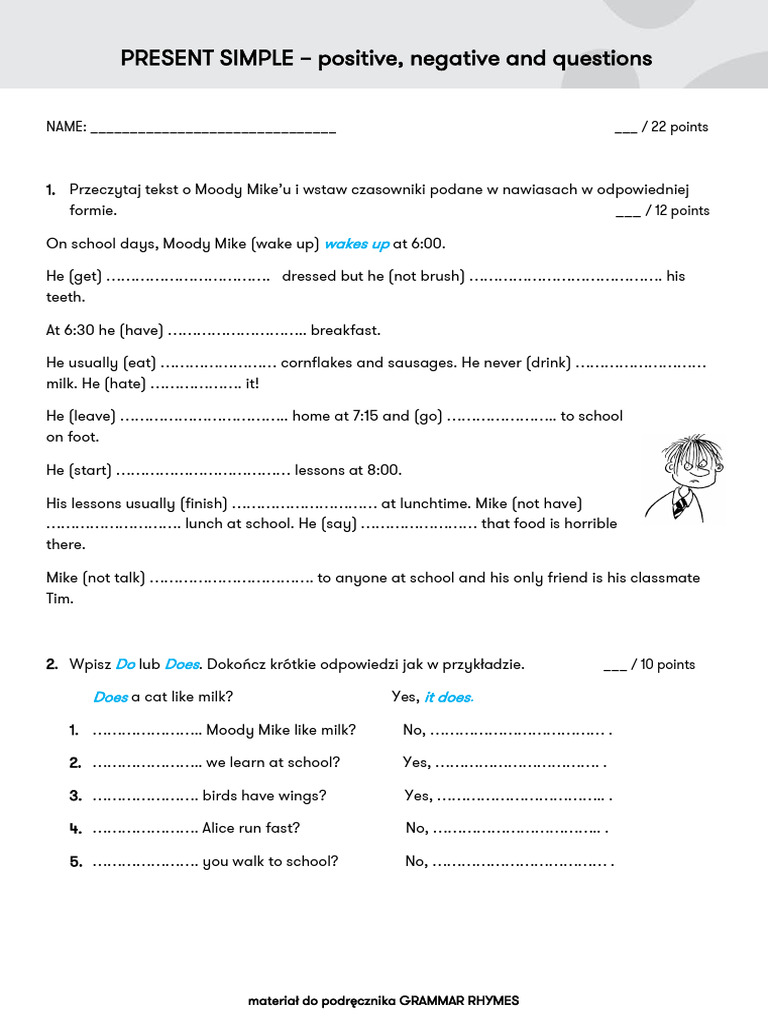 Short-Test-PRESENT-SIMPLE-positive-negative-and-questions | PDF