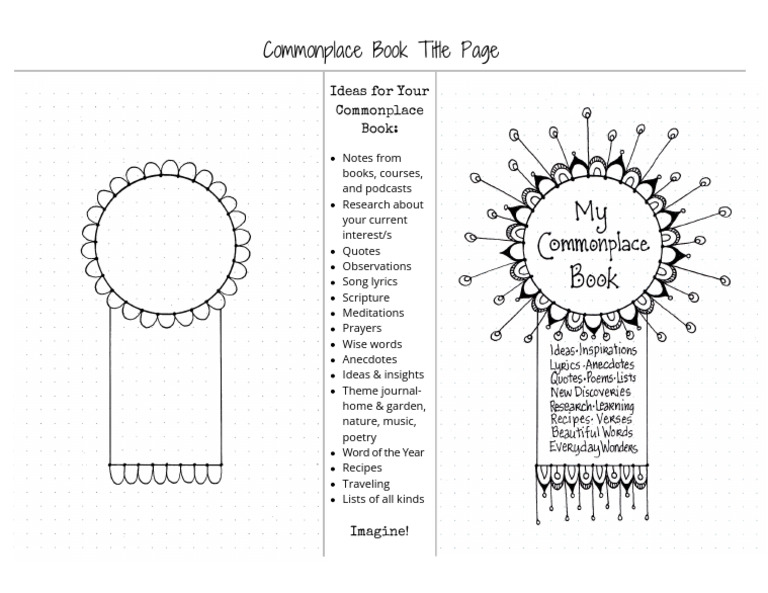 October-Commonplace Book Ideas Title Template-Valerie Sjodin | PDF