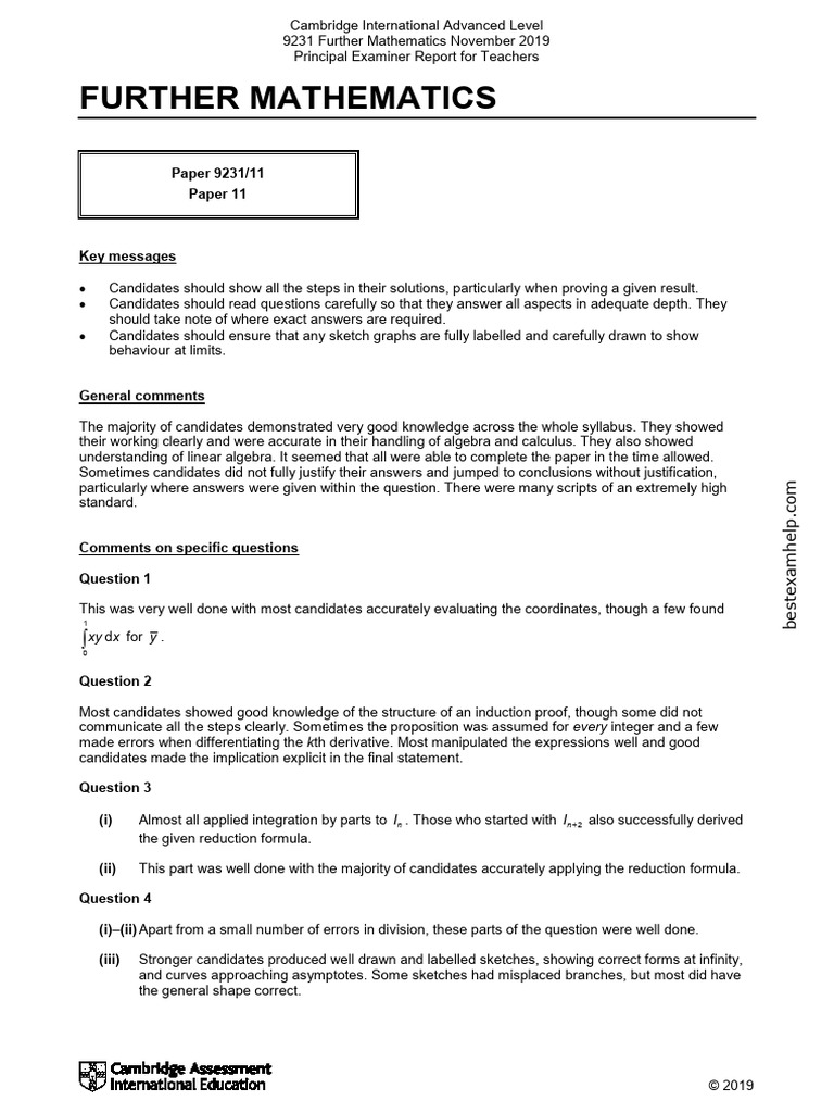 9231 - w19 - Er Further Math | PDF | Collision | Force