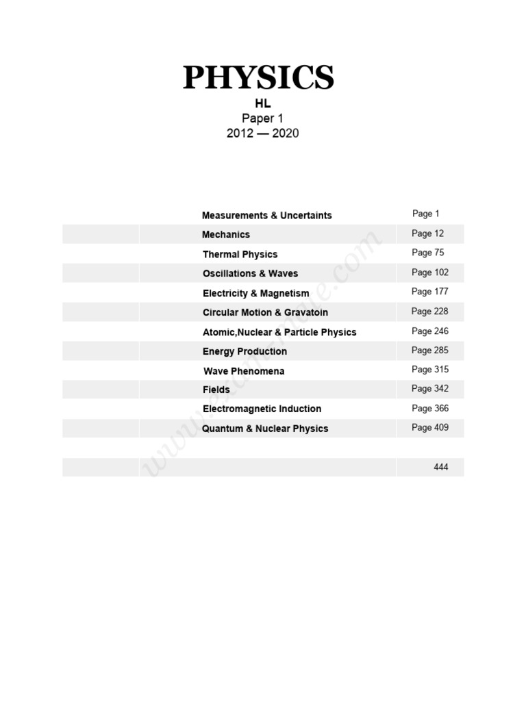 Physics Hl p1 | PDF | Electromagnetism | Physics