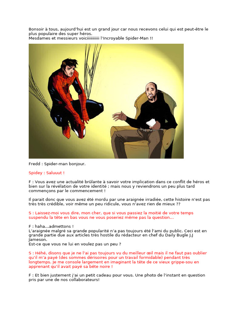 Interview Spider-Man | PDF | Spider-Man | Personnages créés