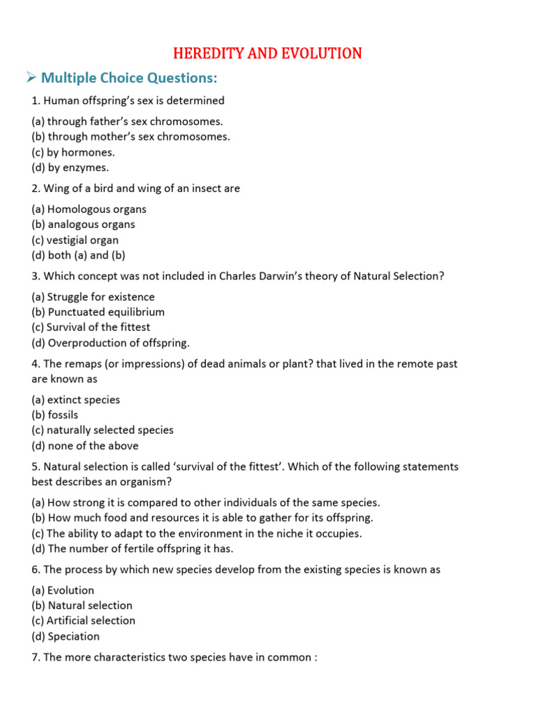 Heredity And Evolution Pdf Sex Genotype 8772