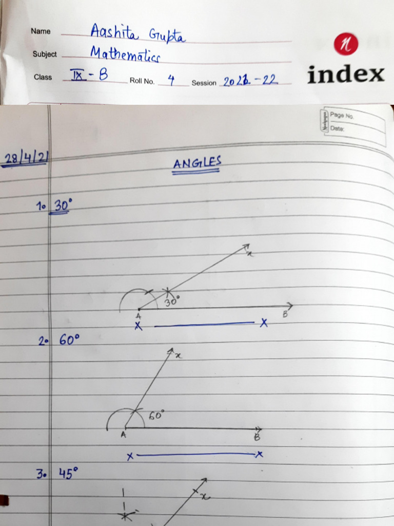Angles - Aashita Gupta - 9B - Maths | PDF
