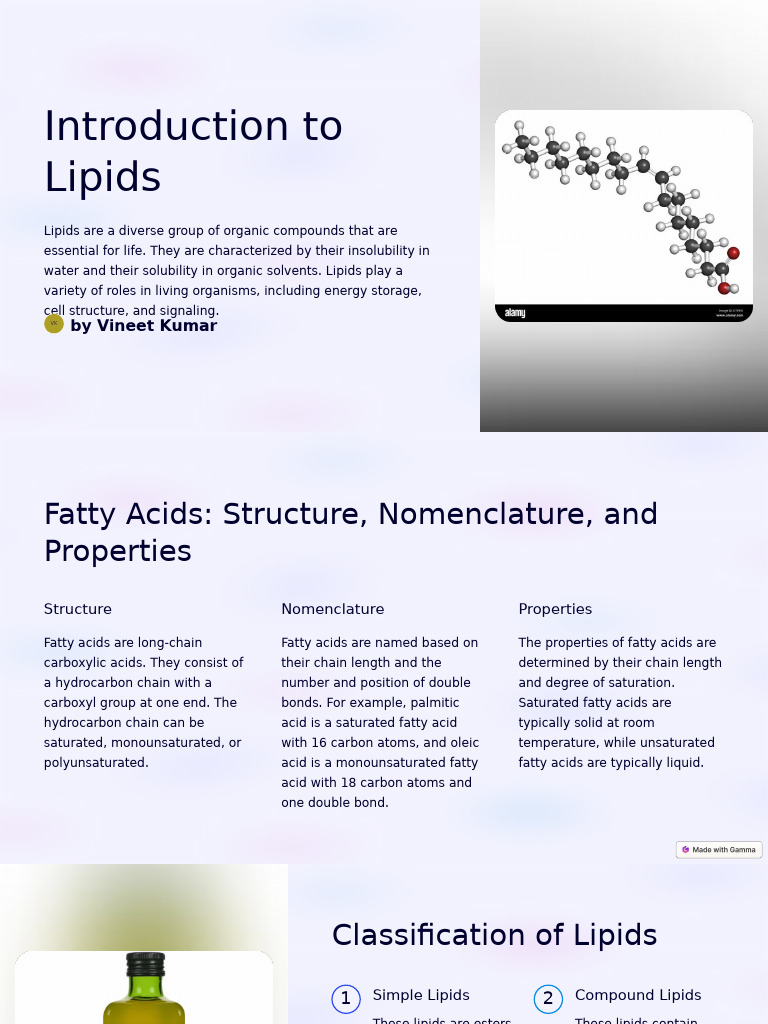 Introduction To Lipids | PDF | Lipid | Fatty Acid