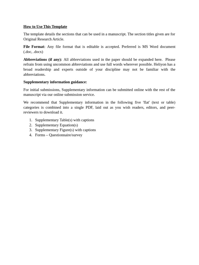 Heliyon Manuscript Template | PDF