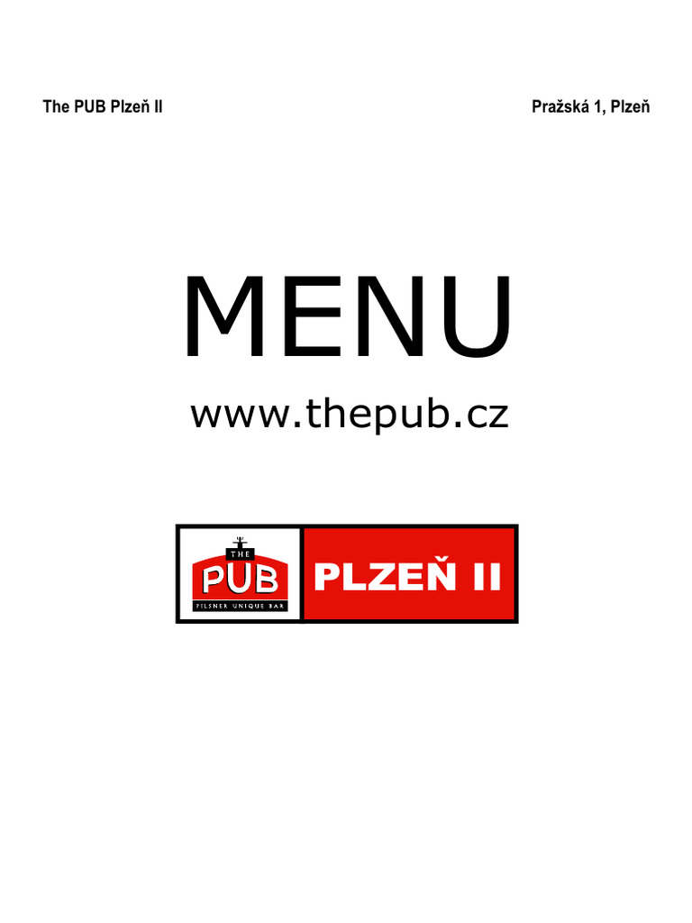 Menu The PUB Plzeň II | PDF