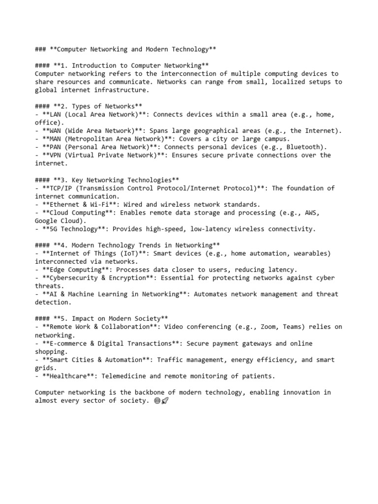 Computer Networking and Modern Technology | PDF