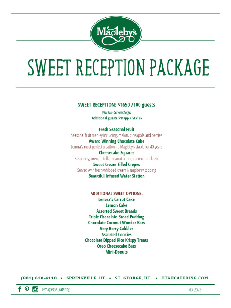 Sweet Reception Package 2023 | PDF
