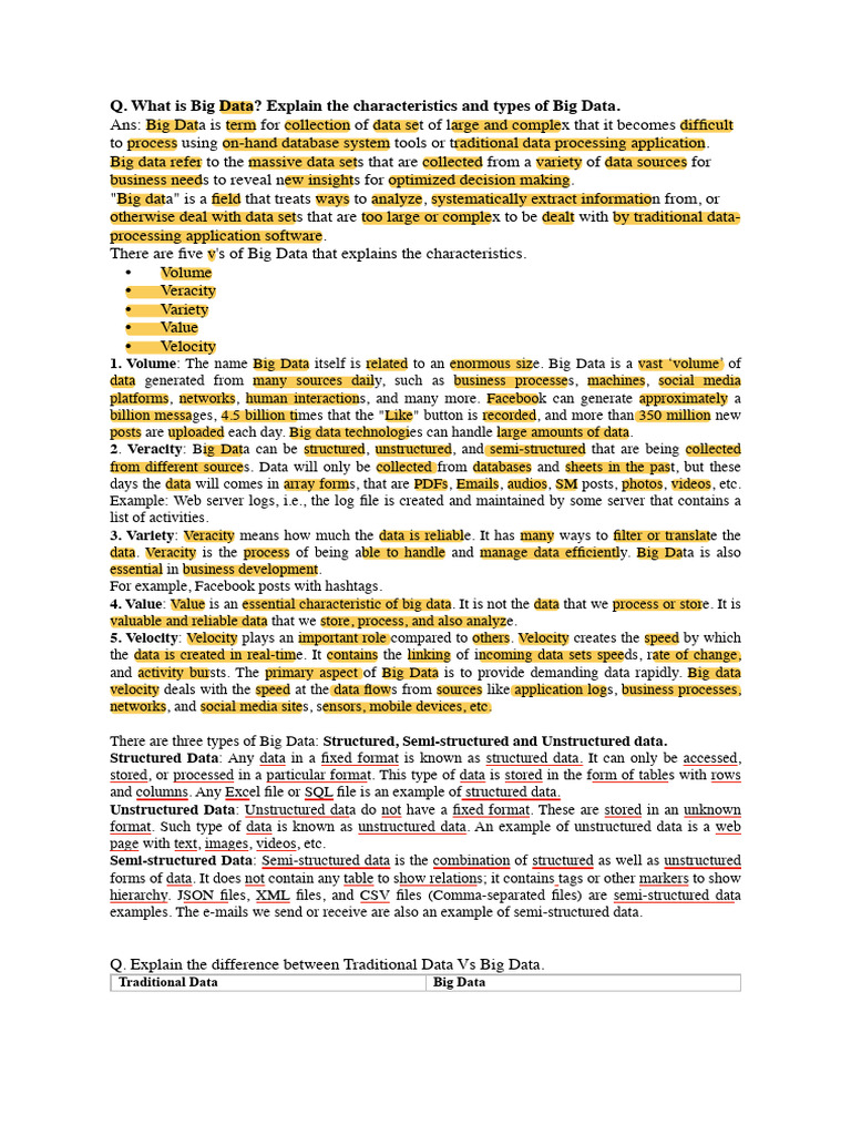 Big Data Question Bank | PDF | Apache Hadoop | Apache Spark