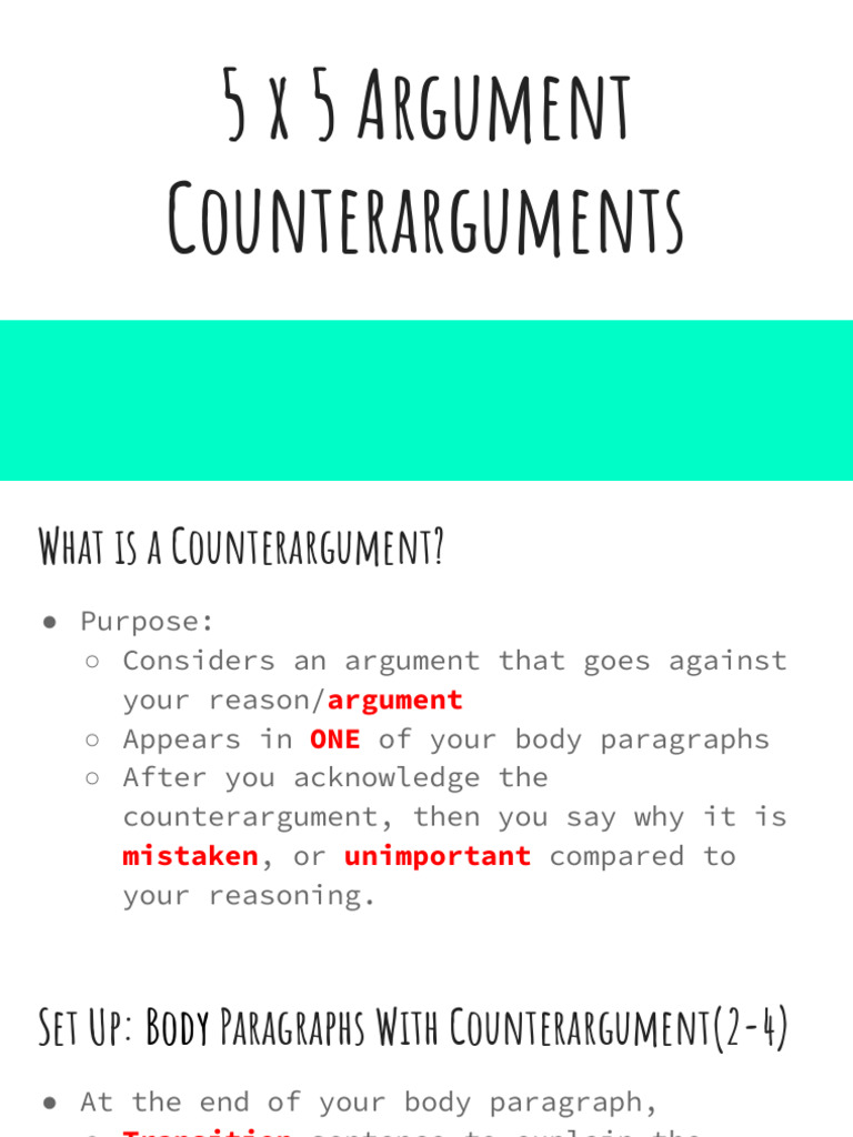5 Paragraph Essay Format Counterarguments | PDF