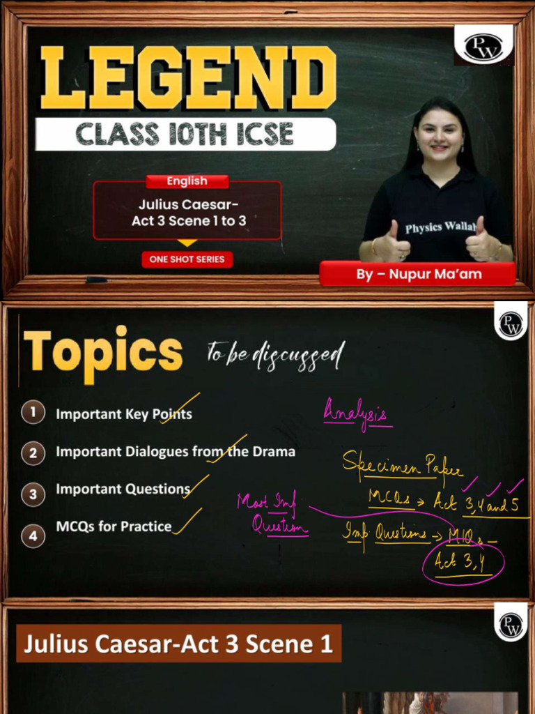 Novel - Julius Caesar Act 3 - Class Notes - Legend 2025 | PDF