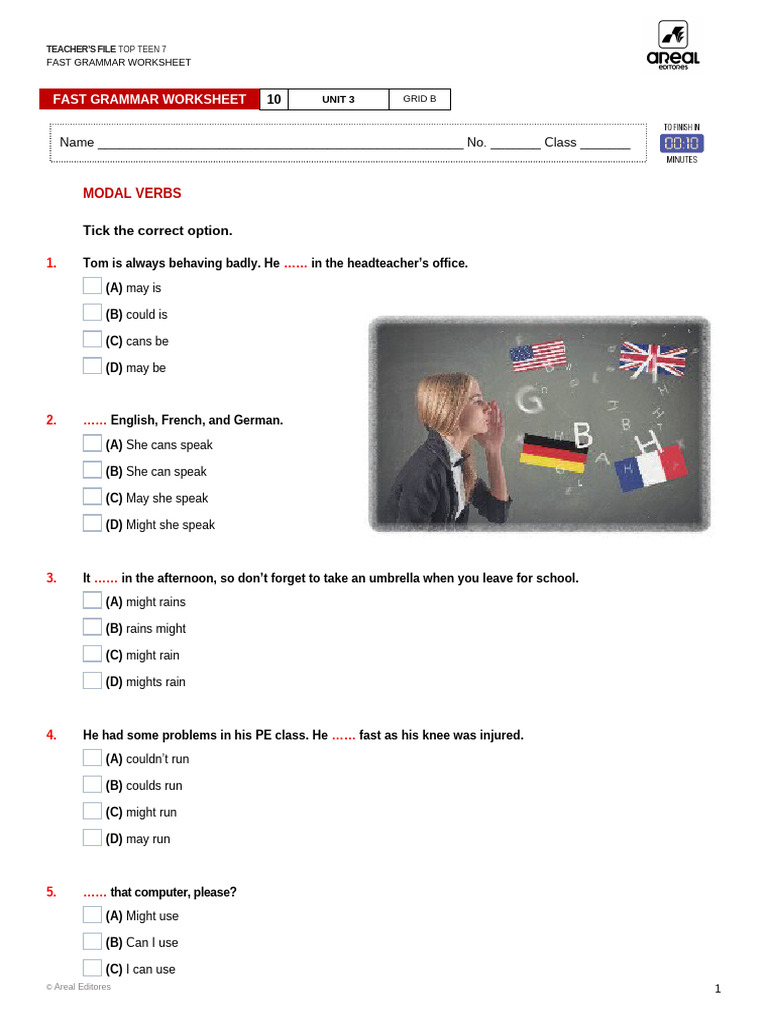 Ae tt721 Fast Grammar Worksheet 10 | PDF