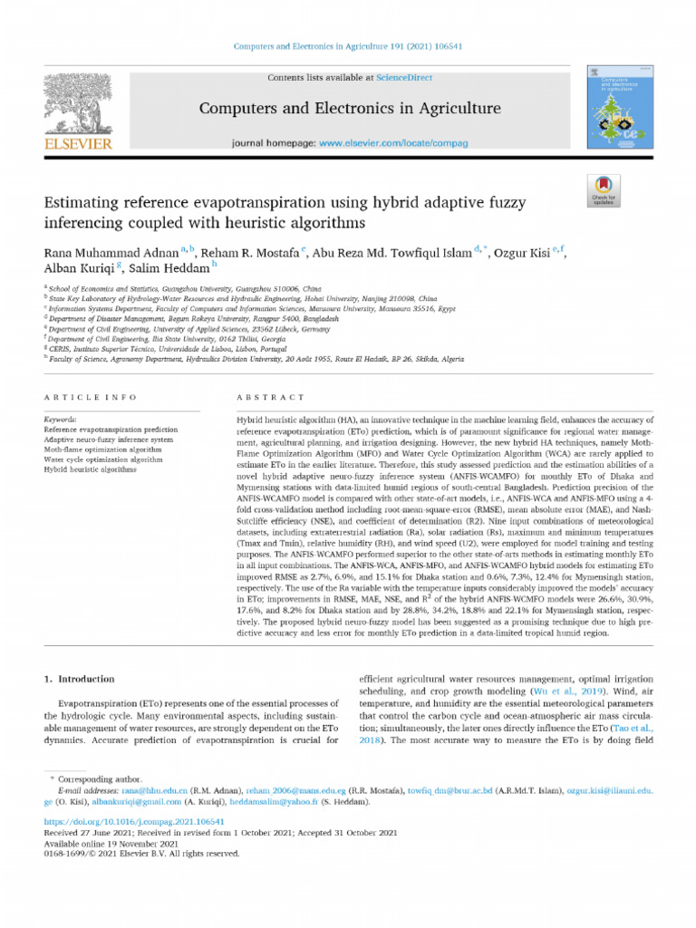 Estimating Reference Evapotranspiration Pdf