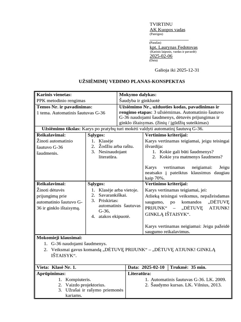 Planas Konspektas G36 | PDF